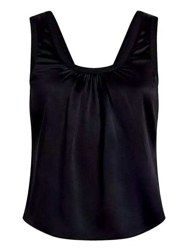 Cinq À Sept Gathered-neck Silk Top - Black