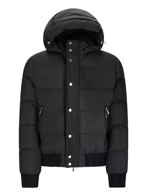 MOORER Hooded Quilted Bomber Jacket - Black