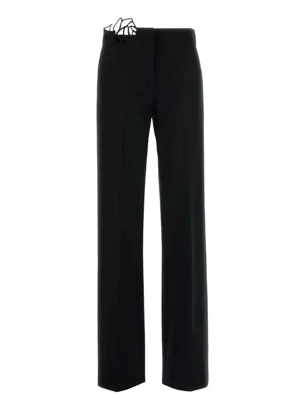 Blumarine Crepe Trousers With Lace Insert - Black