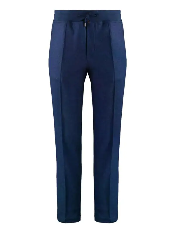 MOORER Leather-insert Wool Trousers - Blue