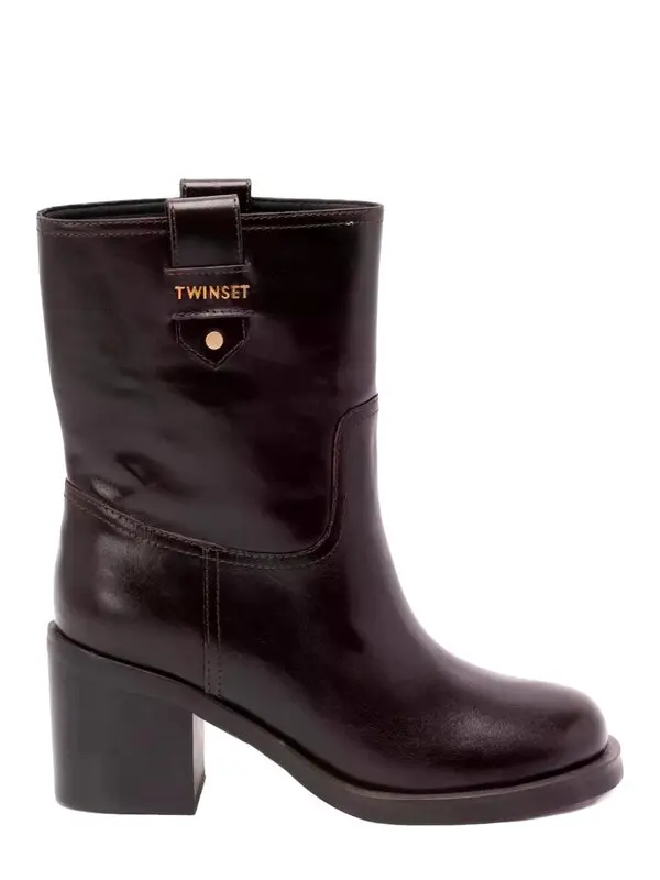 TWINSET Block-heel Leather Boots - Brown