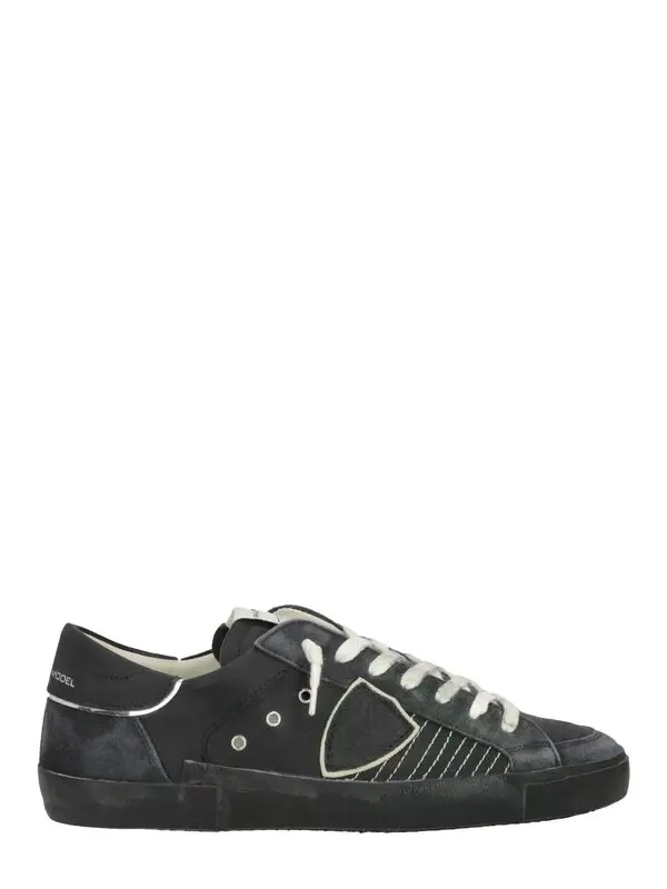 Philippe Model Prsx Suede-panelled Low-top Sneakers - Black
