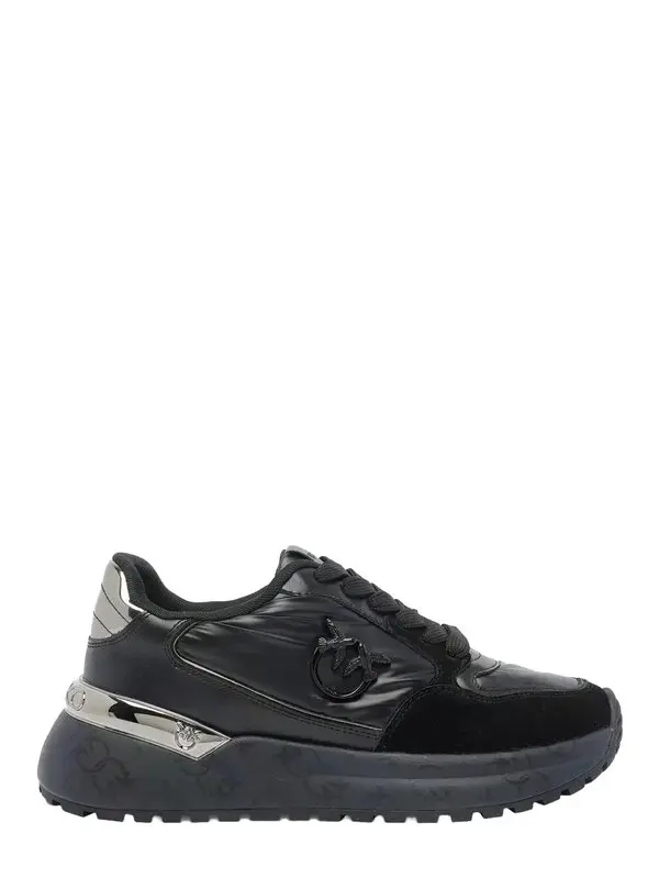 Pinko Metallic-panel Chunky-sole Sneakers - Black