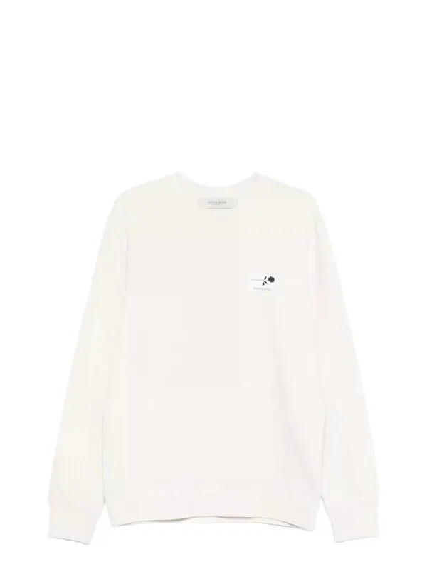 GOLDEN GOOSE Rose-embellished Cotton Sweatshirt - Neutrals