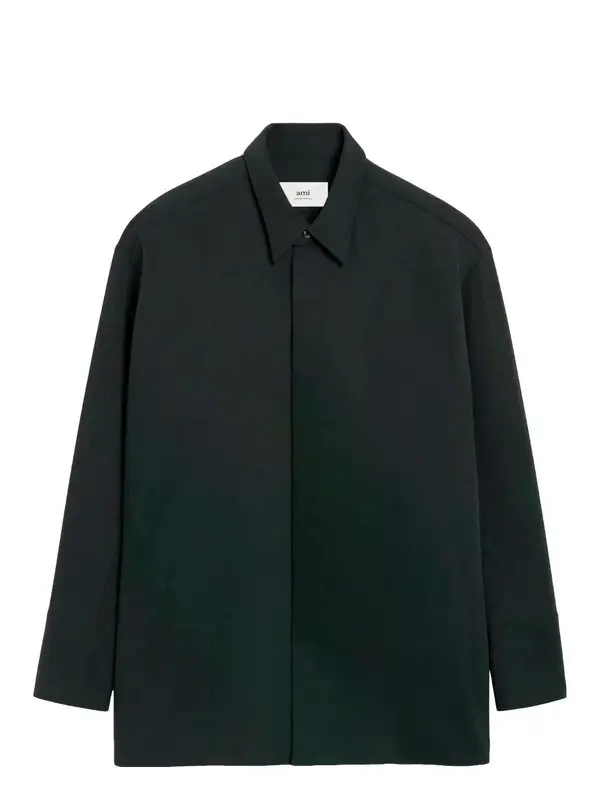 Ami Wool Oversized Shirt - Black