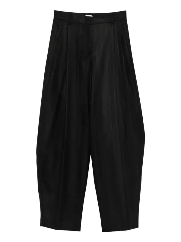Andamane Pinstriped Pleated Trousers - Black