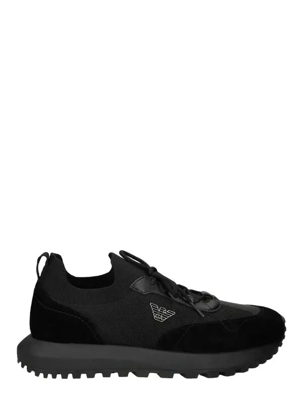 Emporio Armani Logo-detail Knit Sneakers - Black