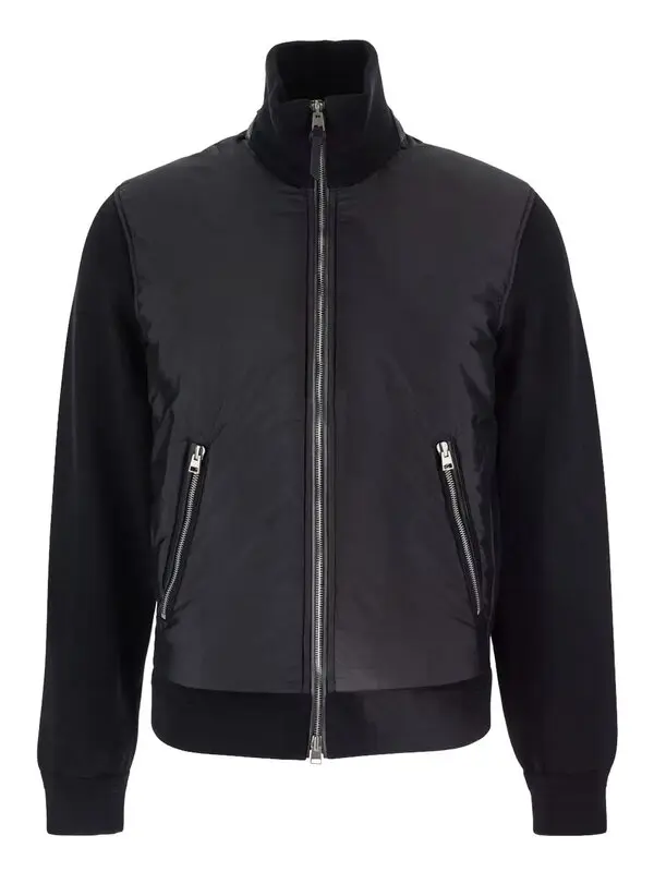 TOM FORD Knitted Paneled Zip-front Bomber Jacket - Black