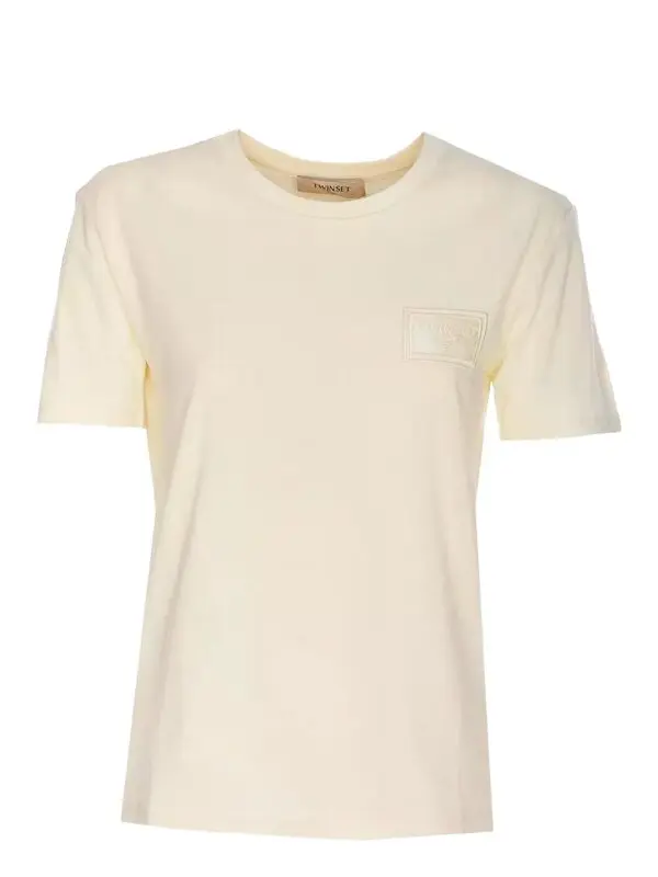TWINSET Embroidered Logo T-shirt - Neutrals