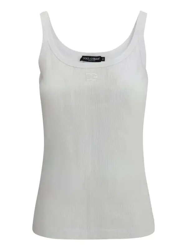 Dolce & Gabbana Ribbed Logo-embroidered Tank Top - White