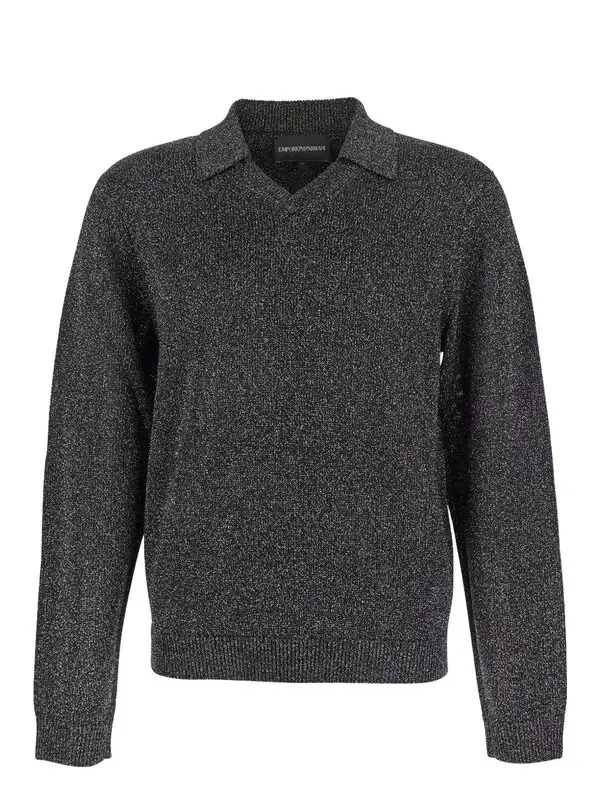 Emporio Armani Polo-neck Lurex Sweater - Grey
