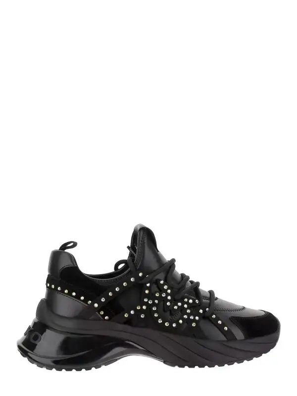 Pinko Rhinestone-embellished Lace-up Sneakers - Black
