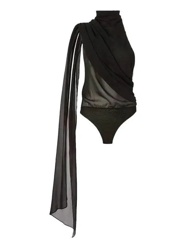 Andamane Draped Cape Bodysuit - Black