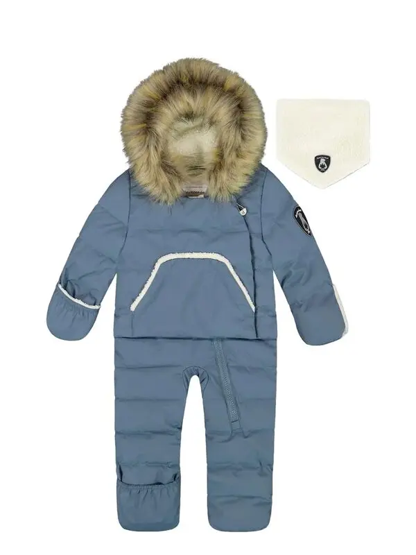 DEUX PAR DEUX One-piece Snug Snowsuit Designed For Car Seat - Dark Gray Blue