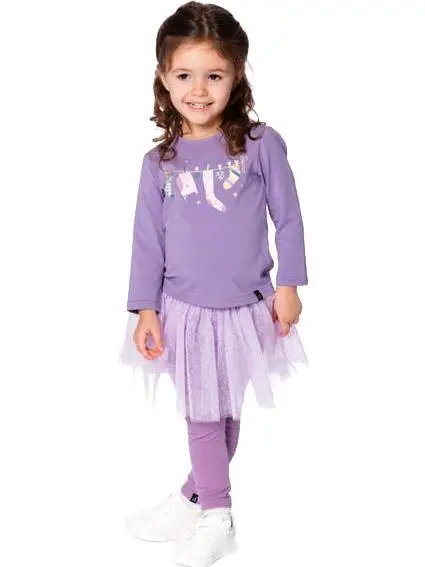 DEUX PAR DEUX Organic Cotton Jersey Top - Purple Gray With Owl