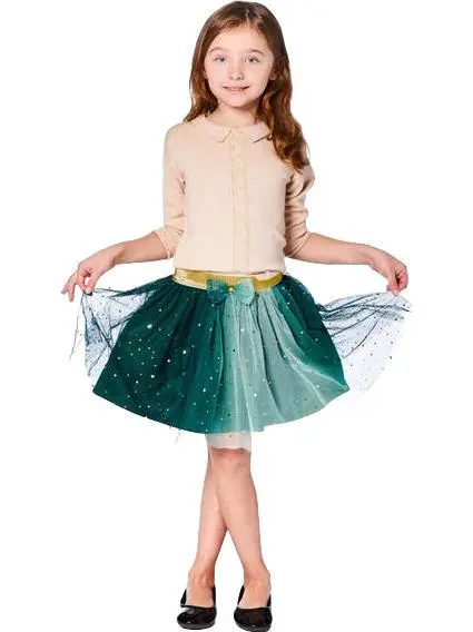 DEUX PAR DEUX Mesh Skirt With Bow - Forest Green