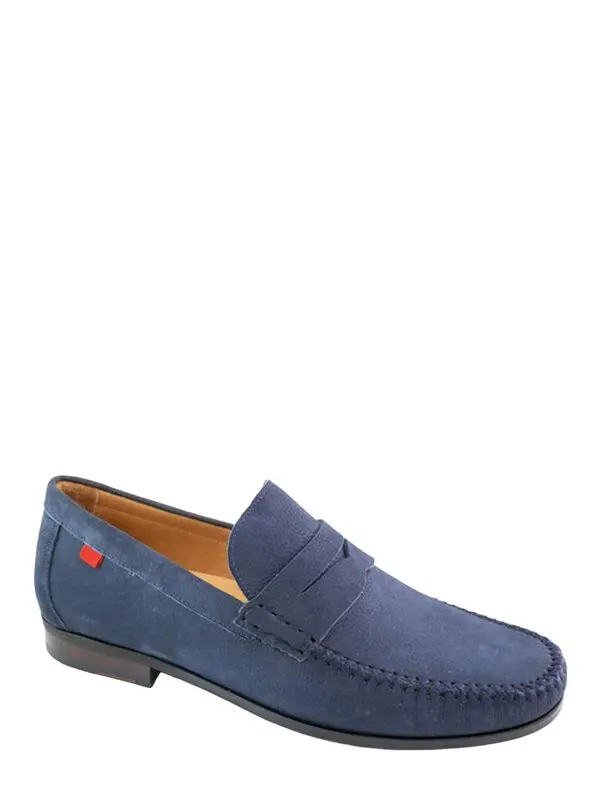 MARC JOSEPH NEW YORK Walker Street Leather Penny Loafer - Navy Pebble Nobuck
