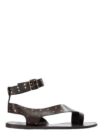 SCALPERS Atenas Studded Leather Sandals - Darkbrown