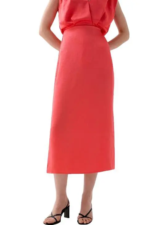 SCALPERS Crinkle Midi Skirt - Coral