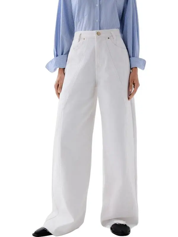 SCALPERS Curvy Wide Leg Denim Pant - White