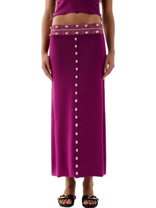 SCALPERS Long Knit Skirt - Purple