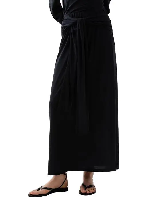 SCALPERS Tie Detail Midi Skirt - Black