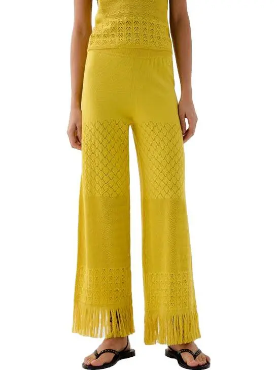 SCALPERS Pointelle Knit Pant - Yellow