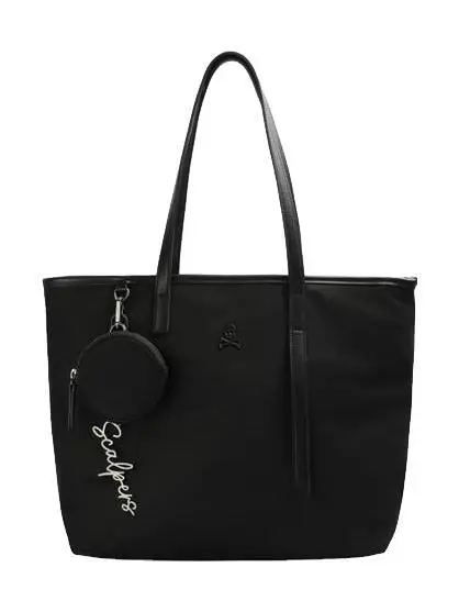 SCALPERS Metallic Nylon Tote Bag With Purse - Black
