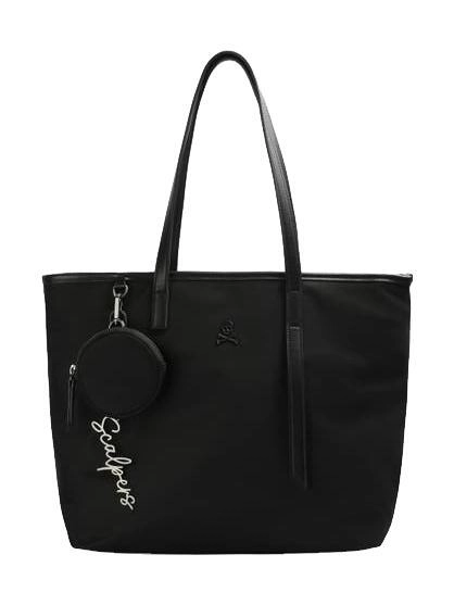 SCALPERS Metallic Nylon Tote Bag With Purse - Black