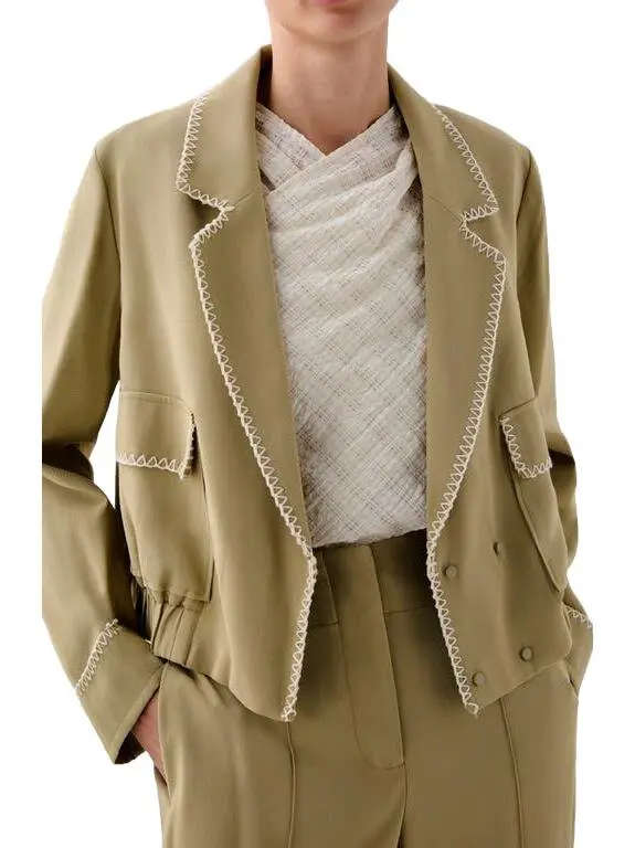 SCALPERS Safari Stitching Blazer - Khaki