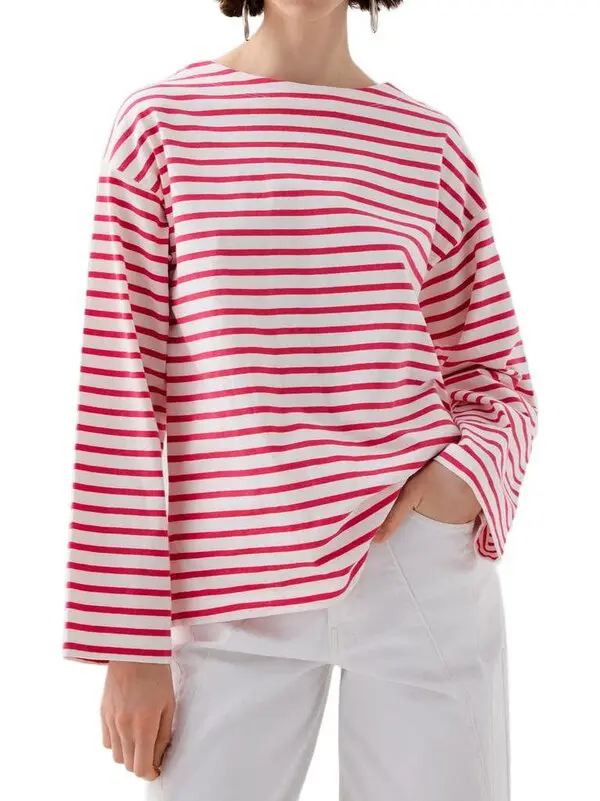 SCALPERS Striped Long Sleeve T-shirt - Coralstripes