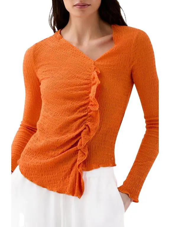 SCALPERS Wrinkle Long Sleeve Tee - Orange