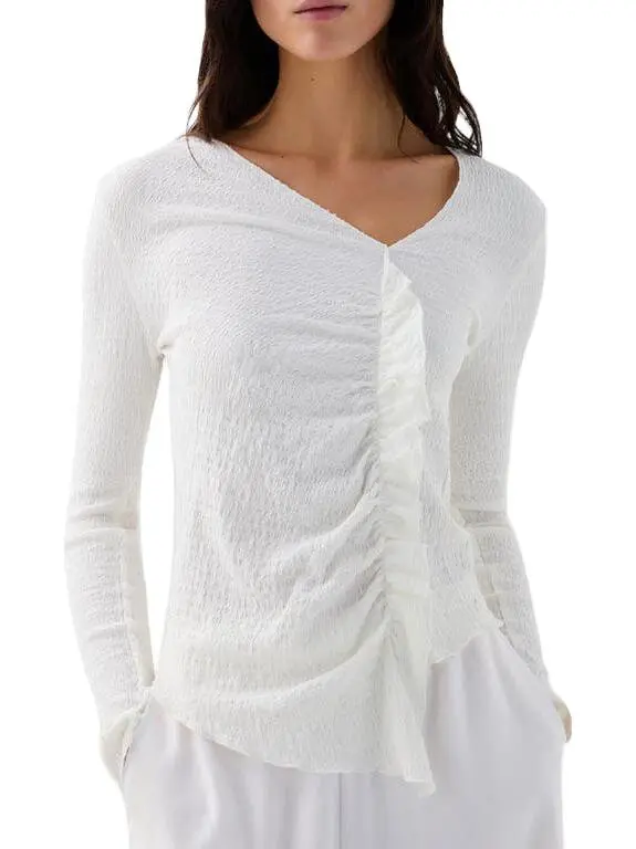 SCALPERS Textured Long Sleeve Top - White