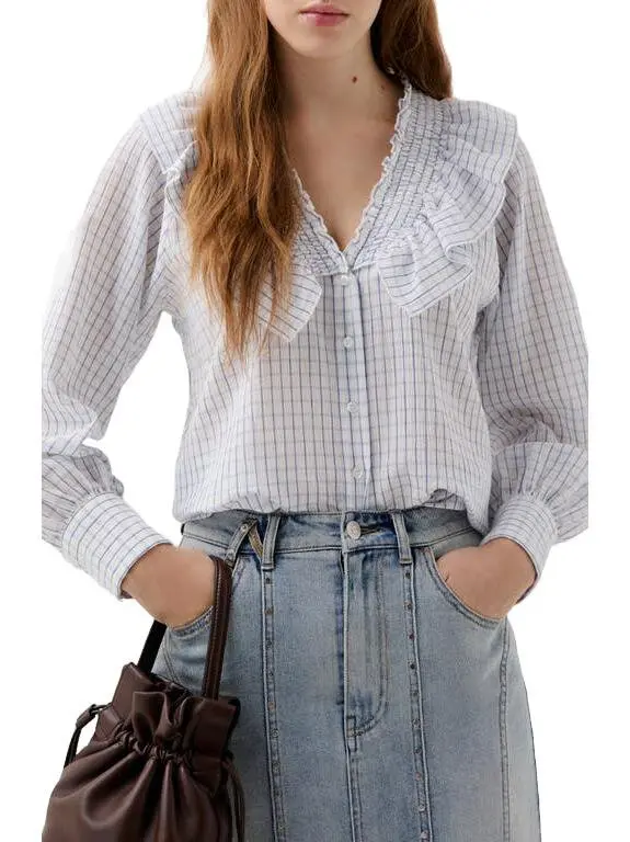 SCALPERS Check Collar Shirt - Bluecheck