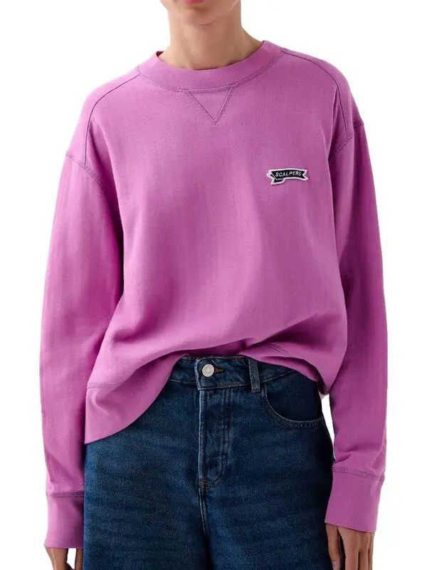 SCALPERS Waffle Patch Cotton Sweater - Mauve