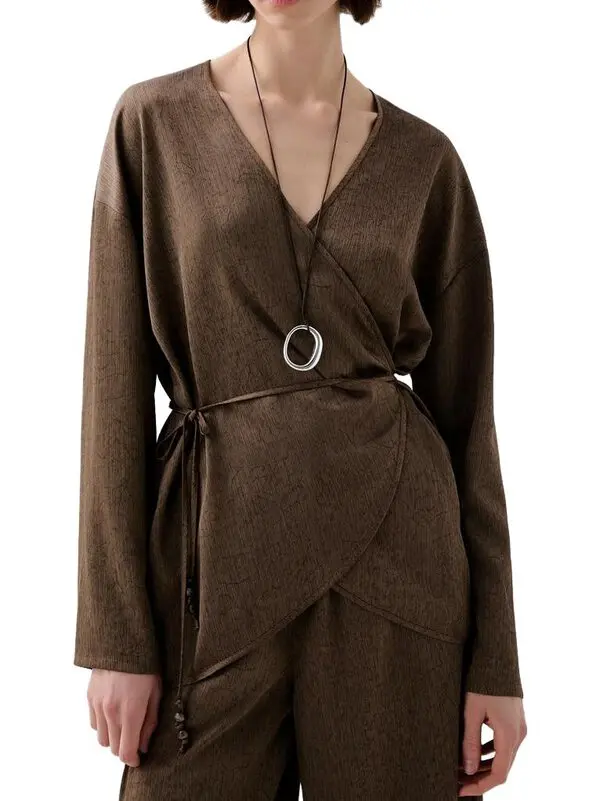 SCALPERS Asymmetrical V-neck Kaftan With Drawstring Waist - Khaki