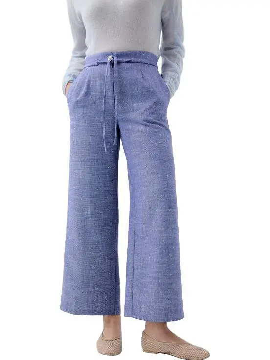 SCALPERS Linen Studs Pant - Indigo