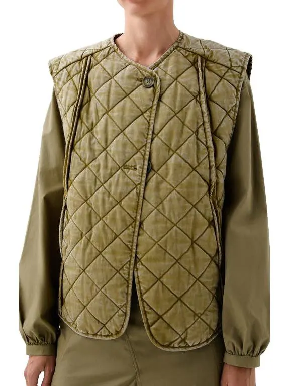 SCALPERS Quilted Buttoned Vest - Khaki