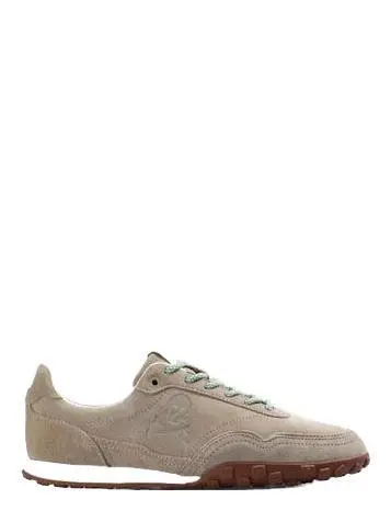 SCALPERS Suede Sneakers With Skull Logo Detail - Camel