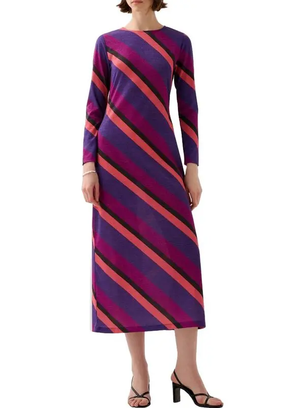 SCALPERS Stripes Lurex Jersey Dress - Purple
