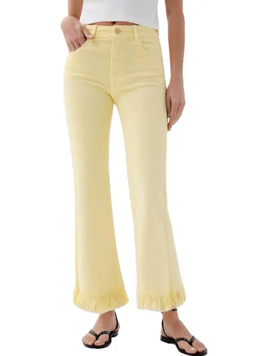 SCALPERS Embroidered Fringed Denim Trousers - Lightyellow