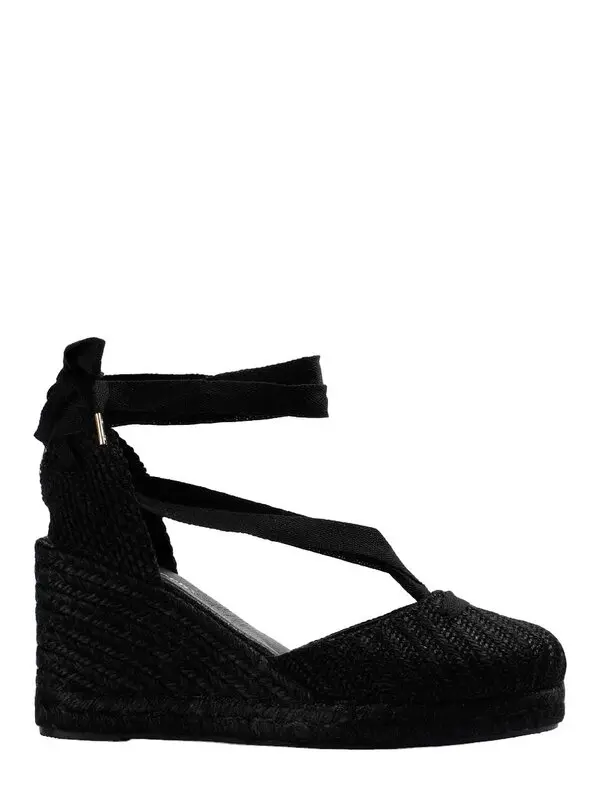 SCALPERS Jute Wedge Sandals - Black