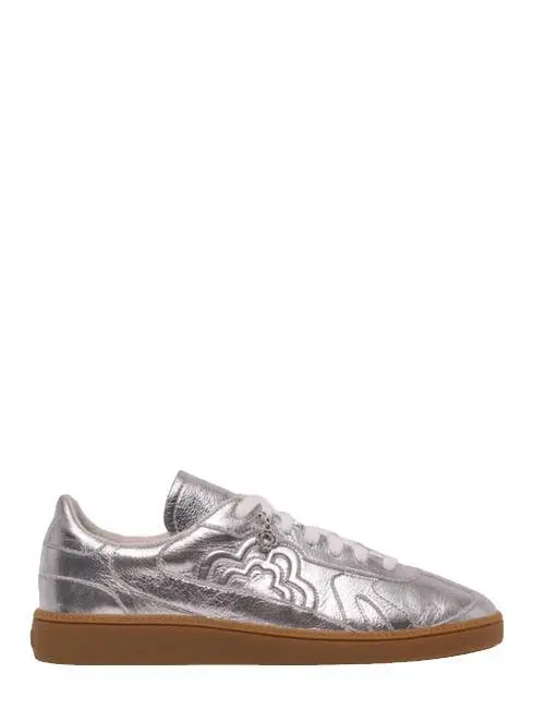Maje Metallic Leather Sneakers - Silver
