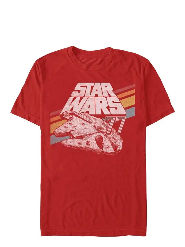 STAR WARS Retro 77 Millennium Falcon Stripes Graphic Tee - Red