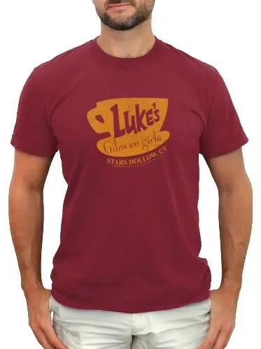 GILMORE GIRLS Distressed Luke's Diner Logo Graphic T-shirt - Cardinal