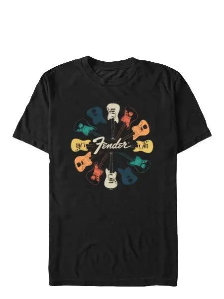 FENDER Colorful Kaleidoscope Guitars Graphic T-shirt - Black