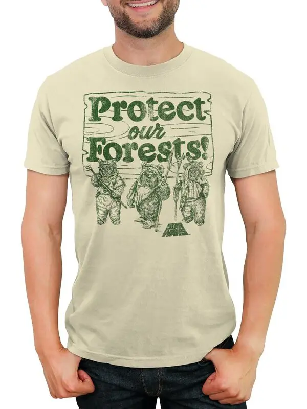 STAR WARS Ewok Protect Our Forests Short Sleeve Graphic T-shirt - Cream