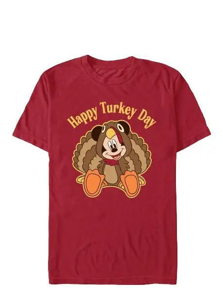 MICKEY & FRIENDS Happy Turkey Day Graphic T-shirt - Cardinal