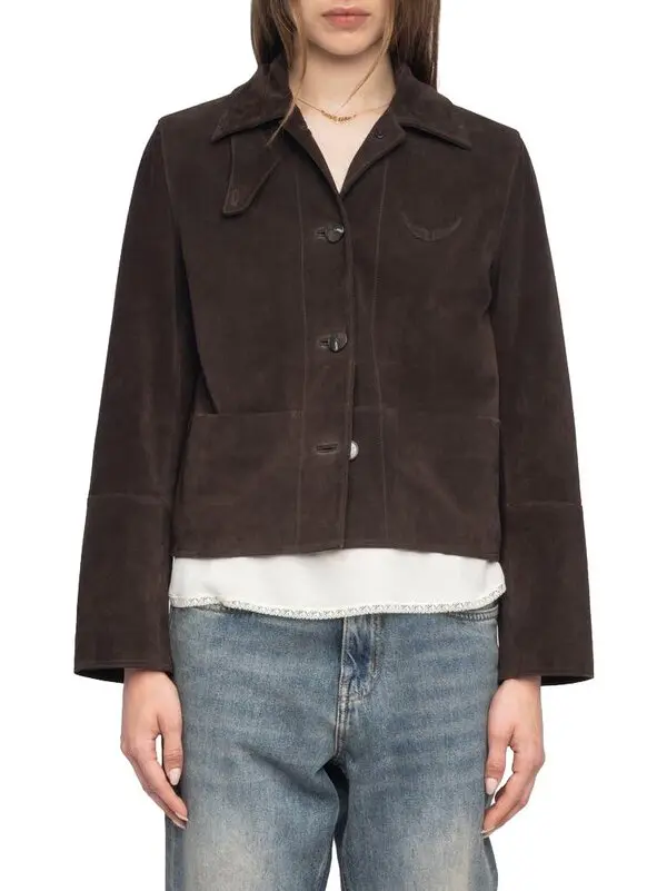 Zadig&Voltaire Lessa Suede Jacket - Dark Chocolate