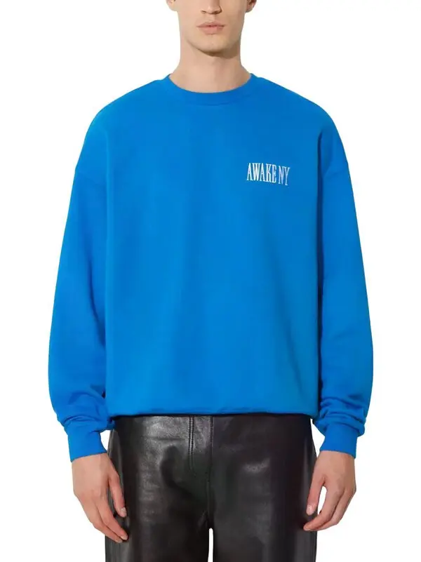 AWAKE NY Embroidered Crew-neck Sweatshirt - Blue